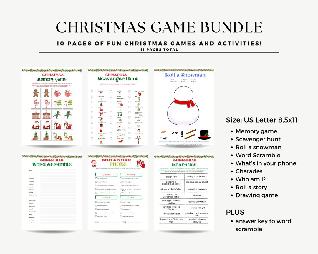 Printable Christmas Game Bundle, Christmas Party Games, Christmas Games ...