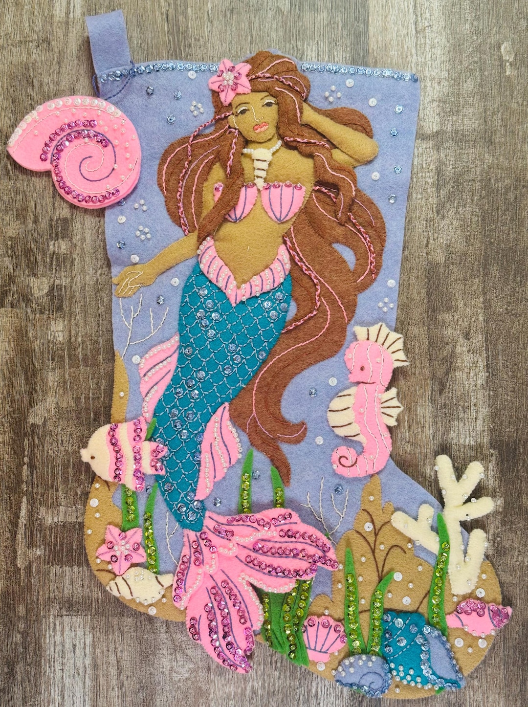 Mystical Mermaid Christmas Stocking, Mermaid Stocking, Pink and Purple ...