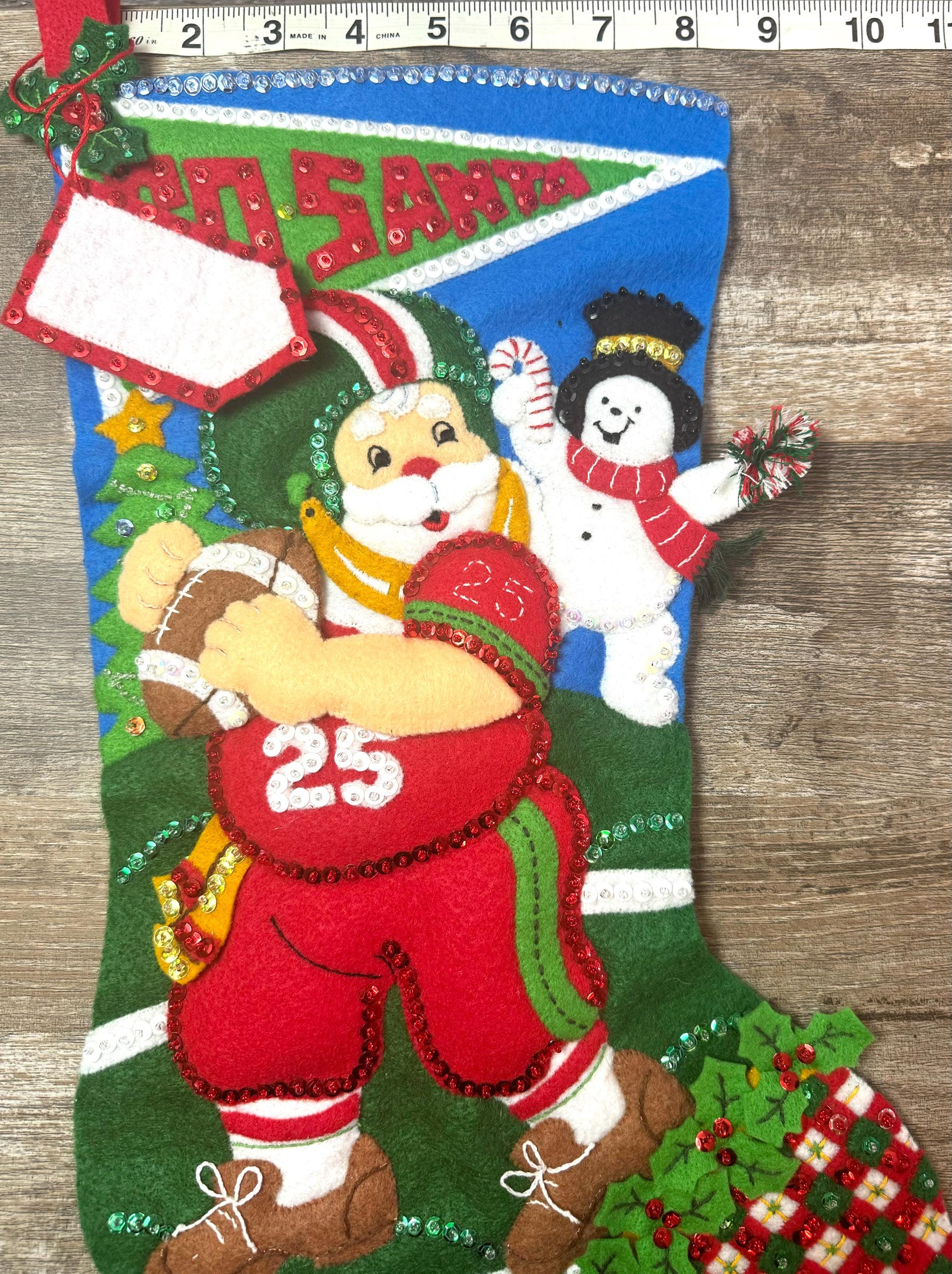 Football Santa Christmas Stocking, Personalized Christmas Stocking ...