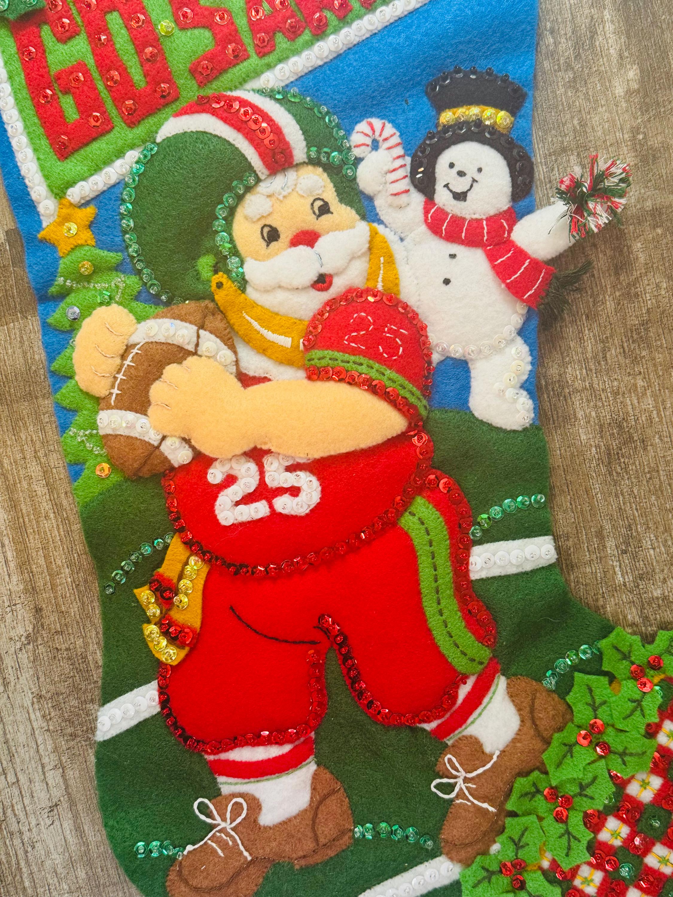 Football Santa Christmas Stocking, Personalized Christmas Stocking ...