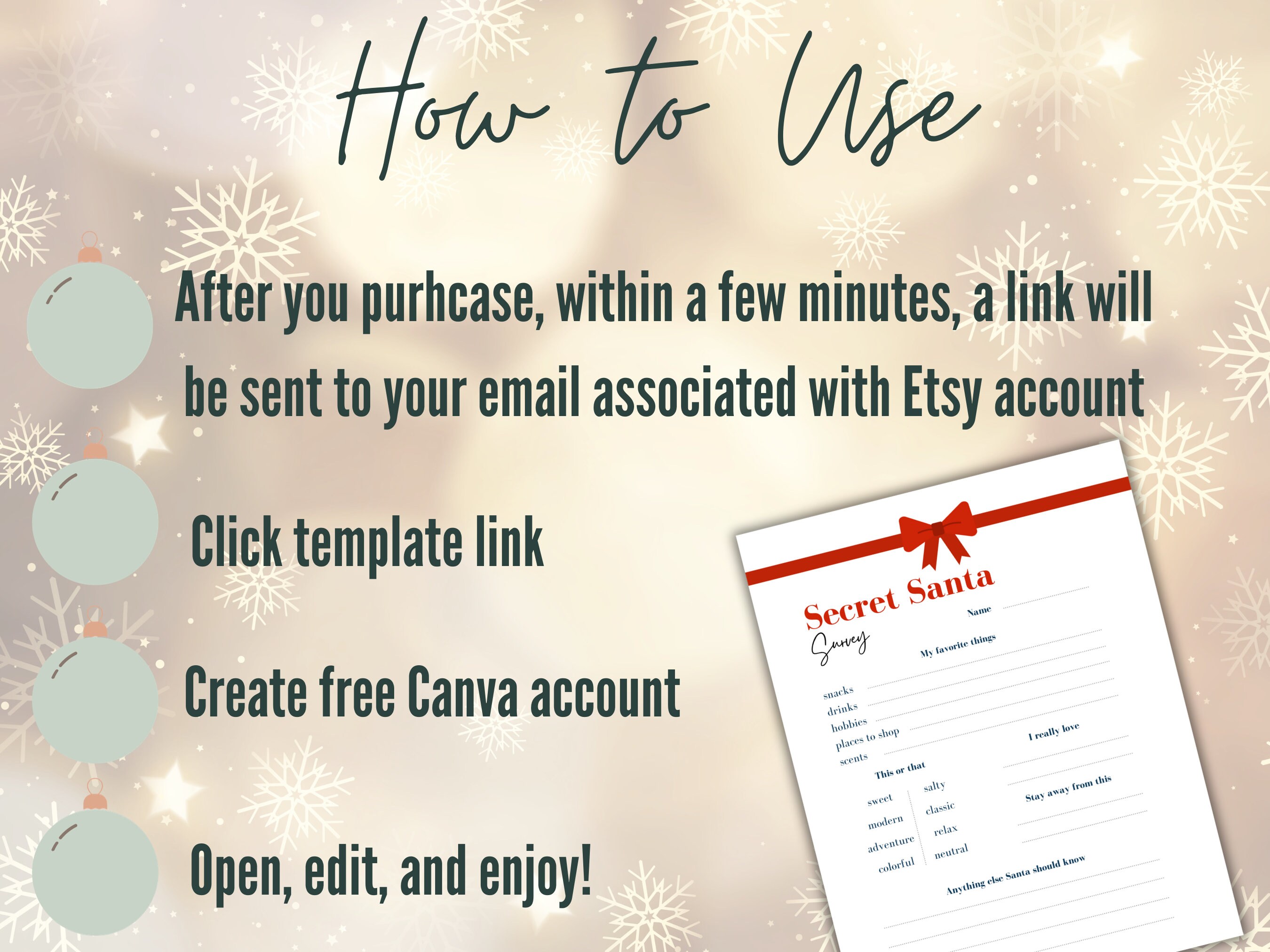 Secret Santa Questionnaire, Christmas Party, Work Secret Santa, Secret ...