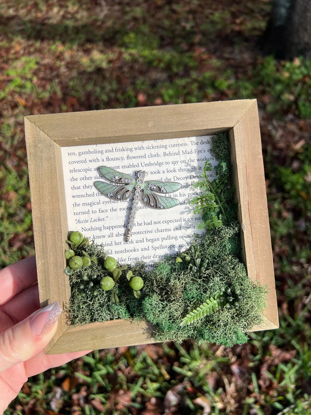 Firefly and Moss Enchanting Book Page Diorama, Firefly & Moss Wood Sign ...