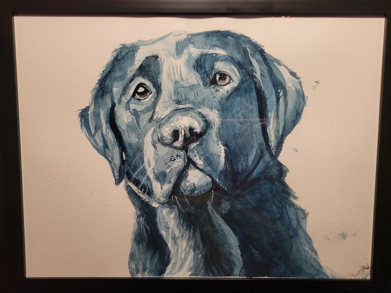 Original Framed Watercolor Painting of Black Labrador - Etsy