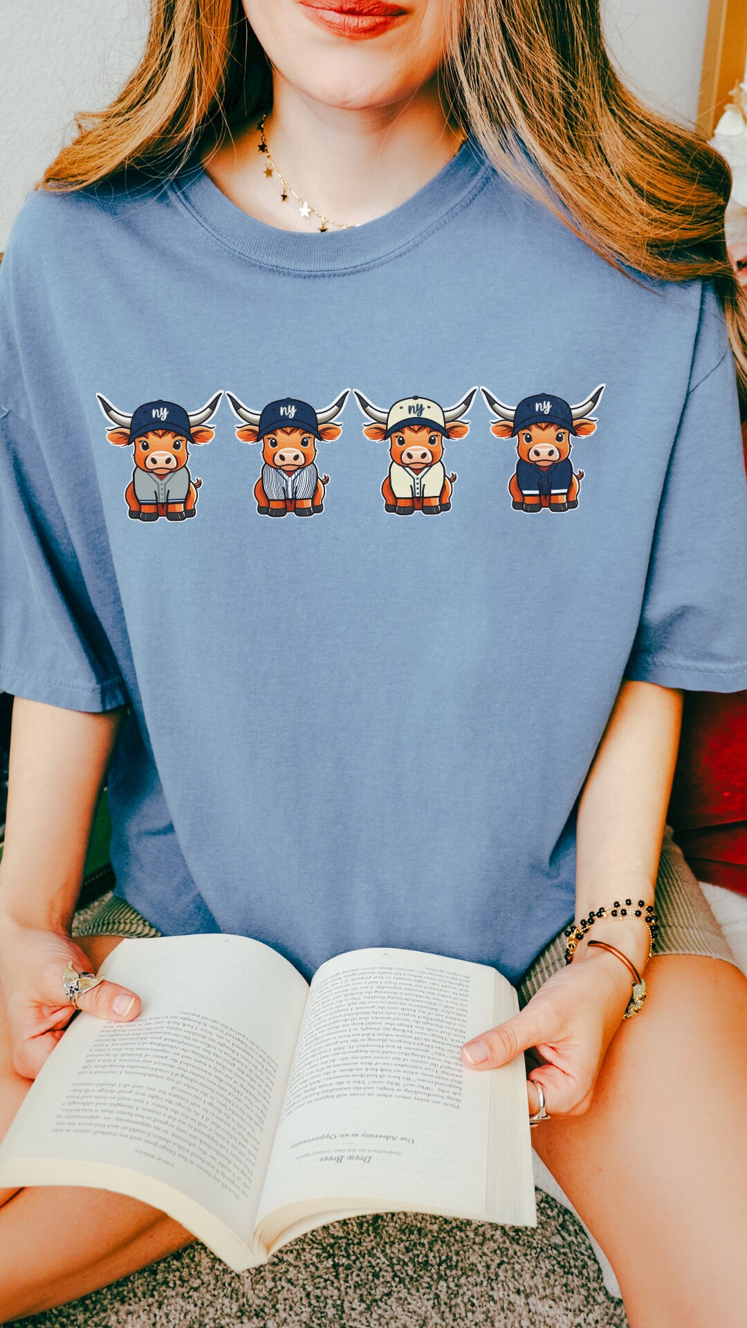 Highland Cow Baseball Shirt New York Baseball Cute Outfit With Cow ...