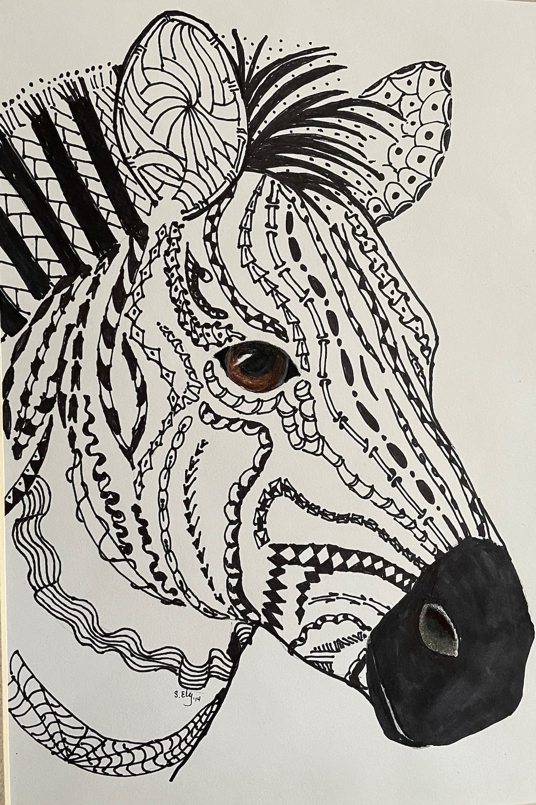 Zebra Doodle Art by S. R. Ely - Etsy