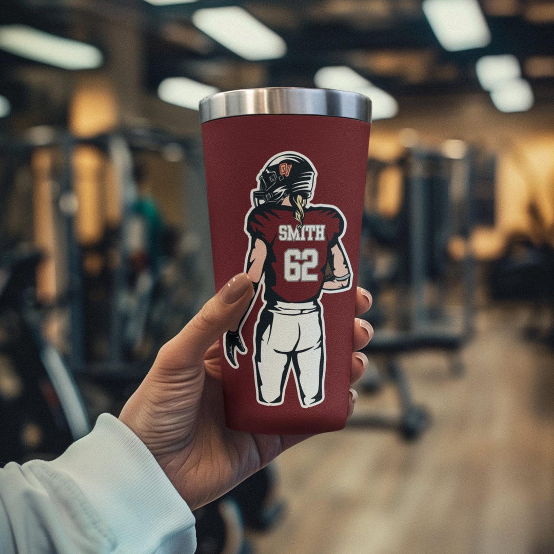 Female Football Player, Personalized Football Sticker, Waterproof ...