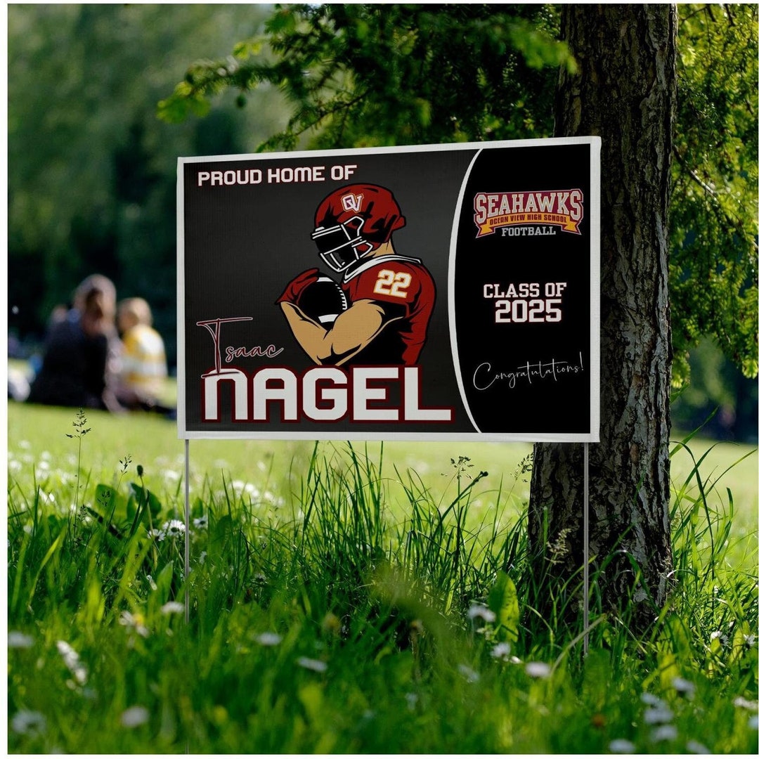 Personalized Football Player Yard Sign: School Team Spirit Decor - Etsy