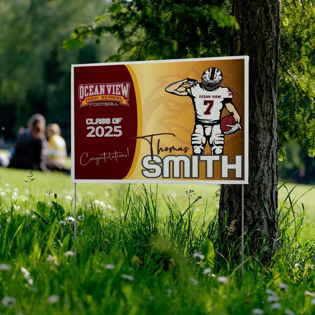 Personalized Football Player Yard Sign: School Team Support - Etsy
