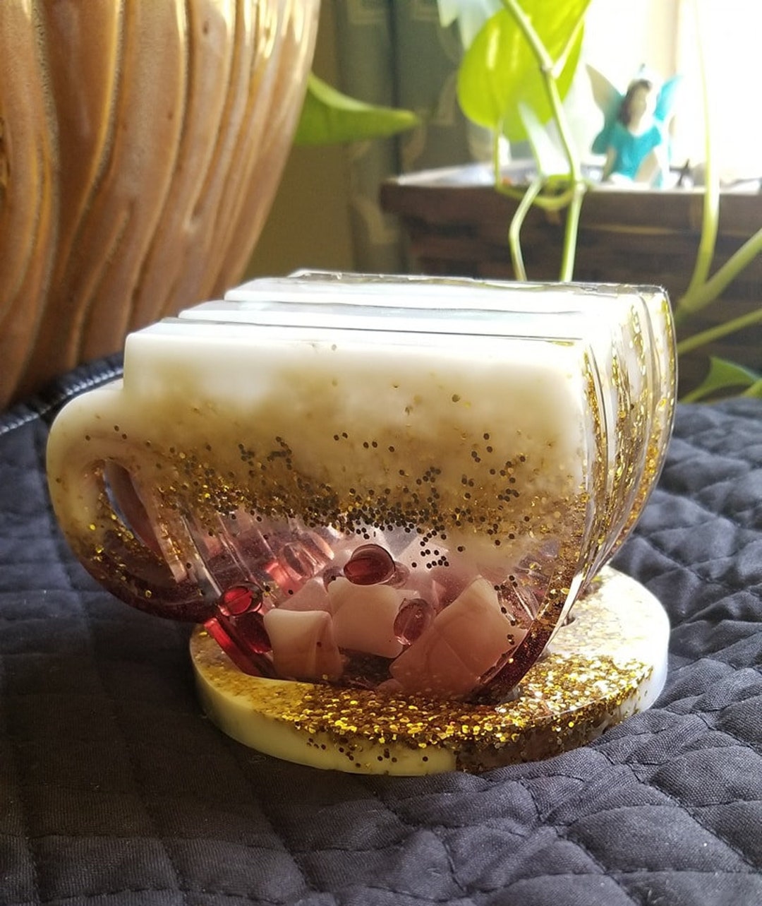 Coffee Cup Shaker Coasters With Stand/ Coffee Lovers Decor/cocoa Cups ...