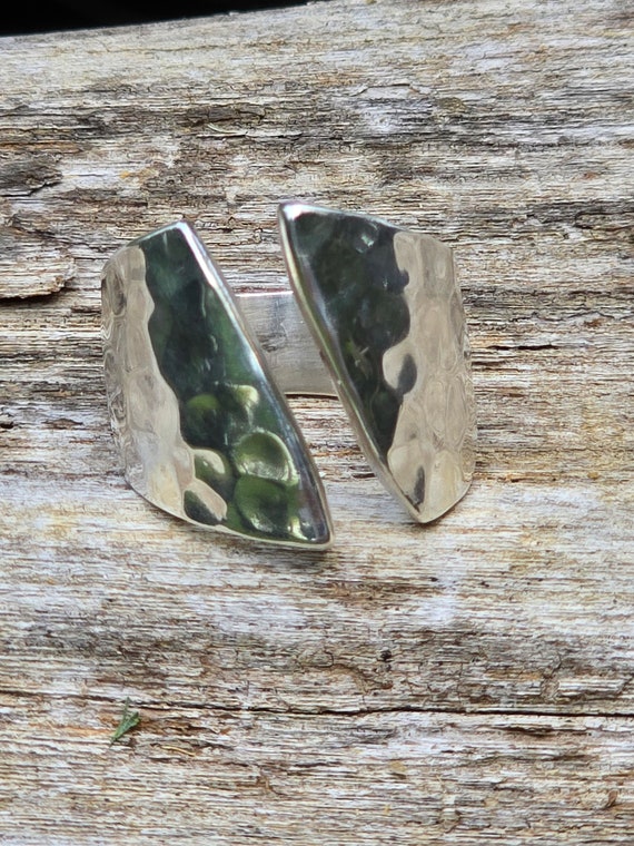 Full Split Hammered Style Sterling Silver 925 Ring - Gem