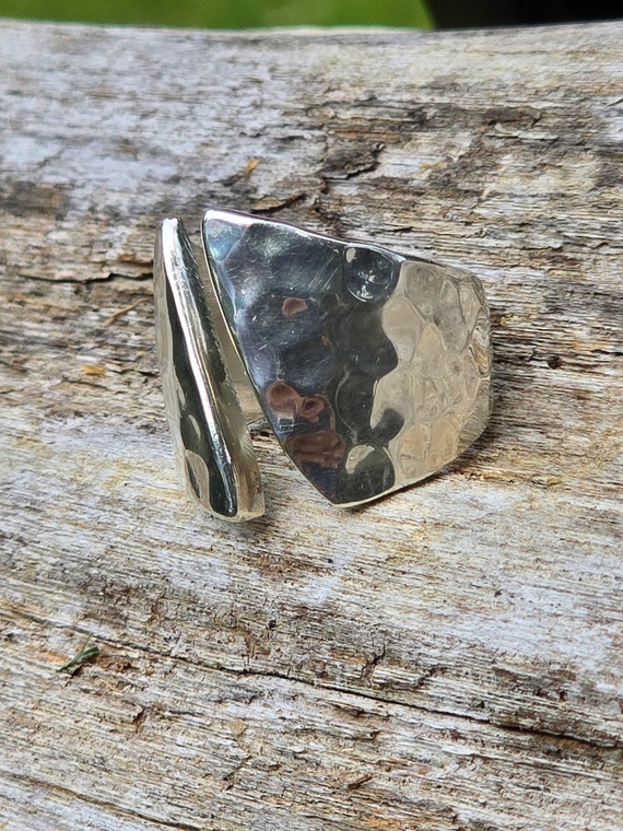 Full Split Hammered Style Sterling Silver 925 Ring - Gem