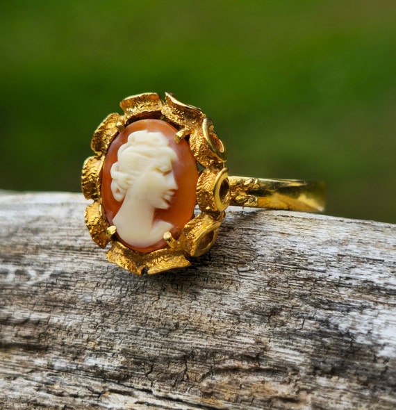 Vintage 18k Deep Yellow Gold Cameo Victorian Design Ring Etsy