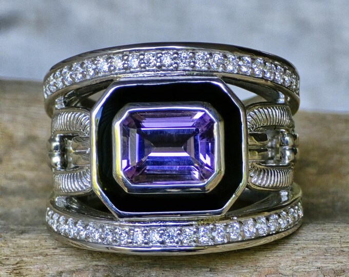 Judith Ripka 2.25 Carat Amethyst Adrienne Collection Enamel Sterling ...