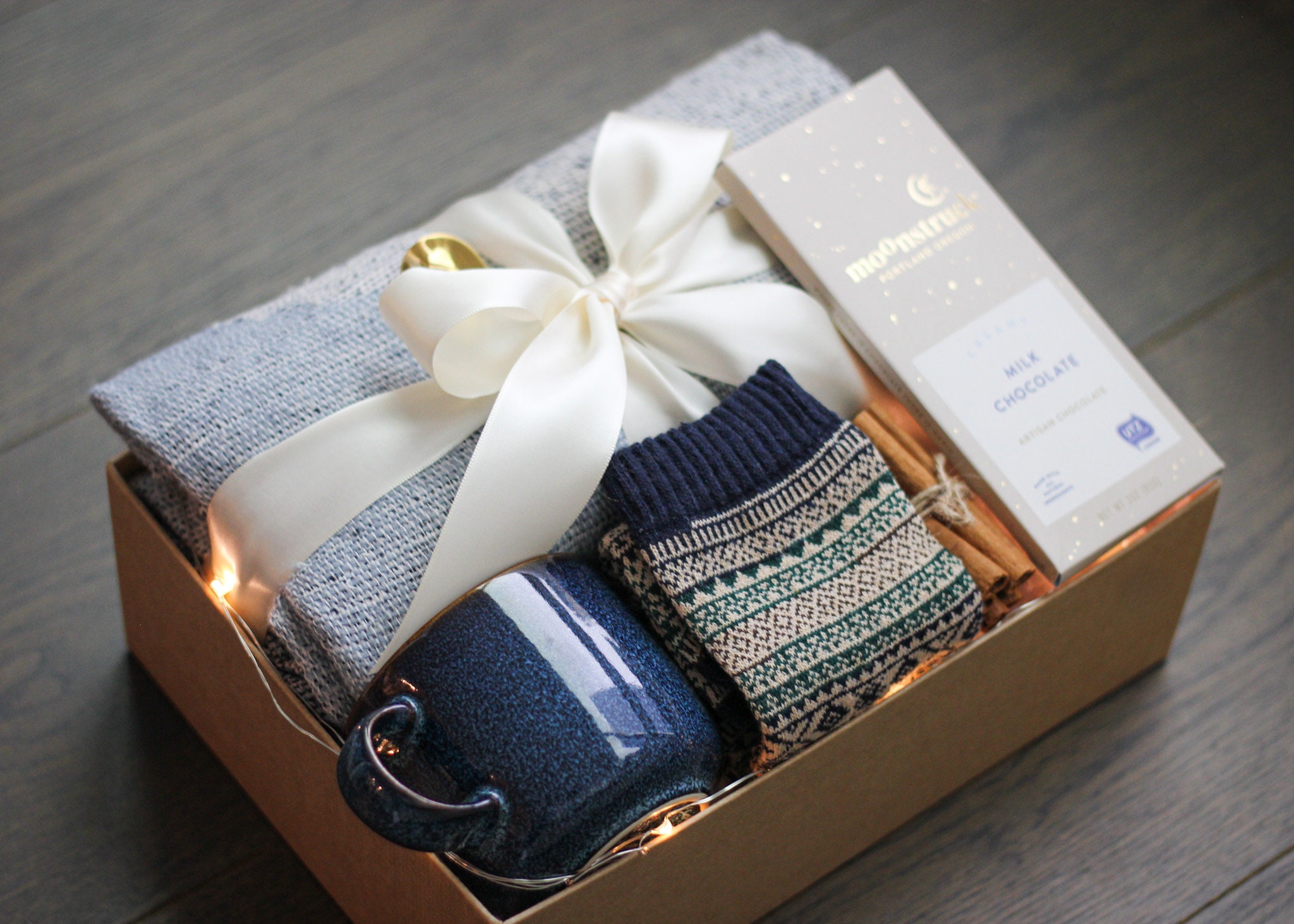 Blue Hygge Gift Box With Blanket, Gift Box for Him or Her, Thinking of ...