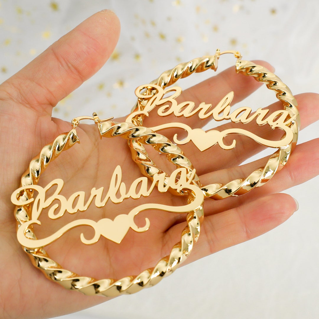 Custom Hoop Earrings,twisted Hoop Earrings,personalized Name Earrings ...