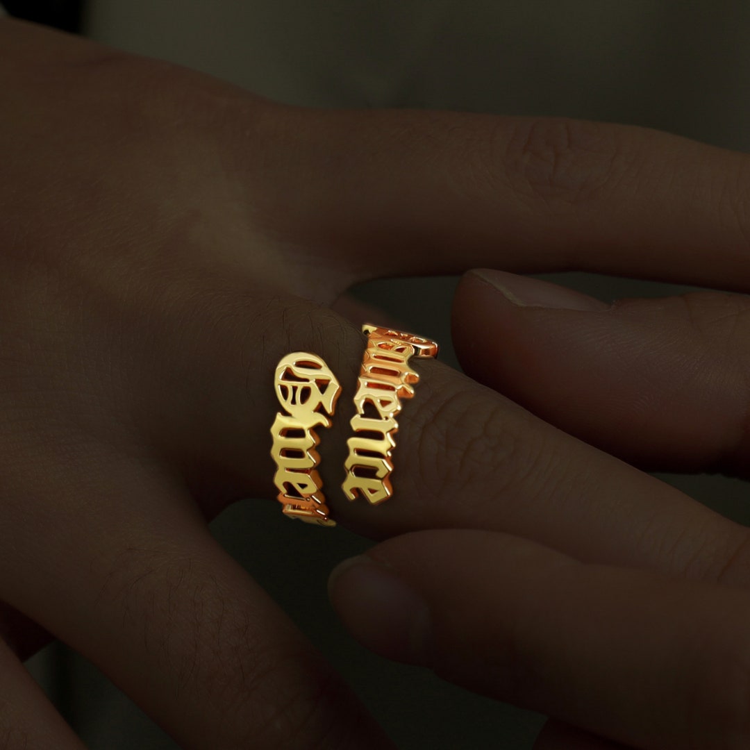 Double Name Ring, Gold Name Ring, Custom Name Ring, Personalized ...