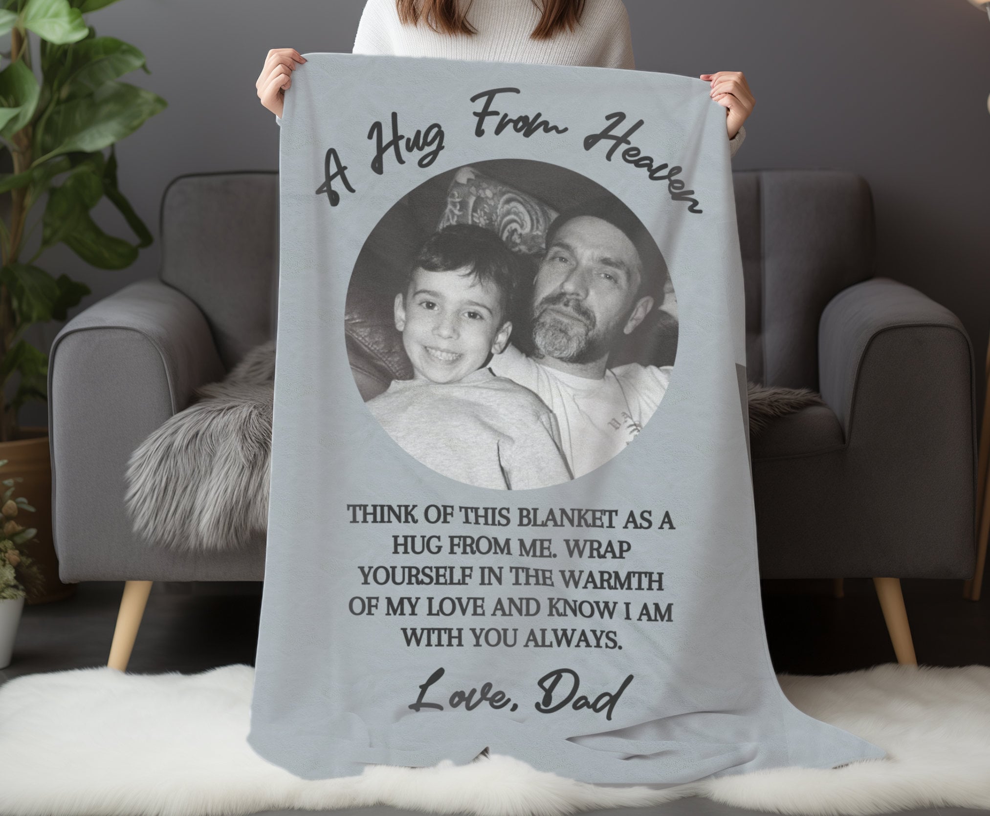 Personalized Memorial Blanket Dad, in Memory of Photo, Blanket Gift for ...
