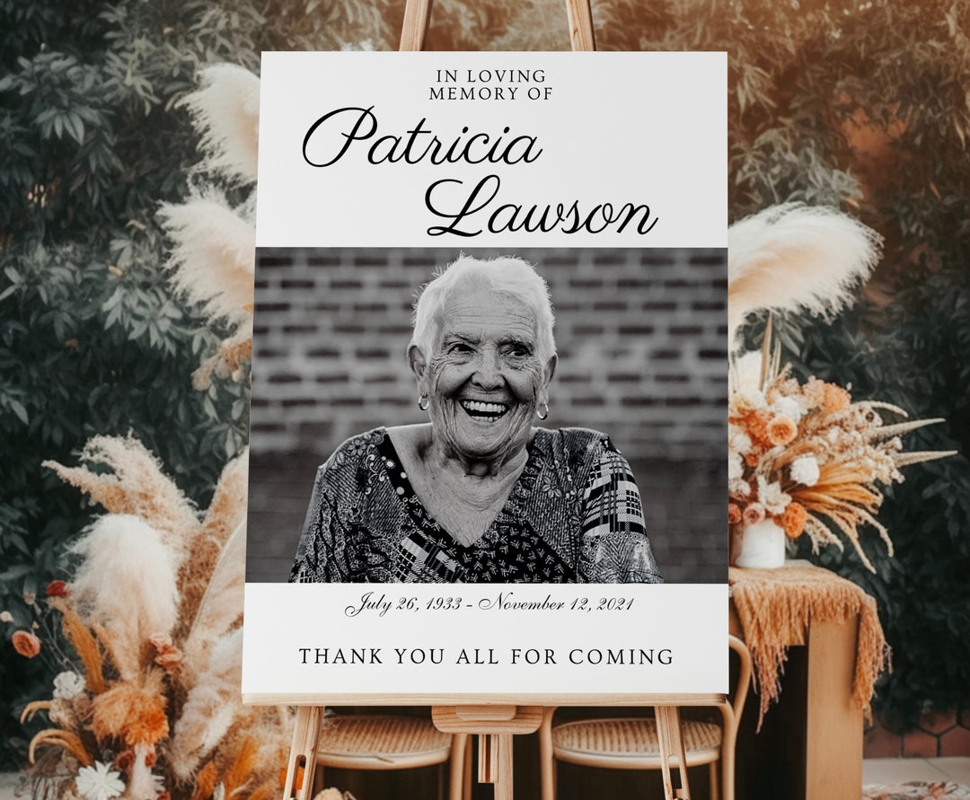 Editable Funeral Welcome Sign, Minimalist Celebration of Life Poster ...