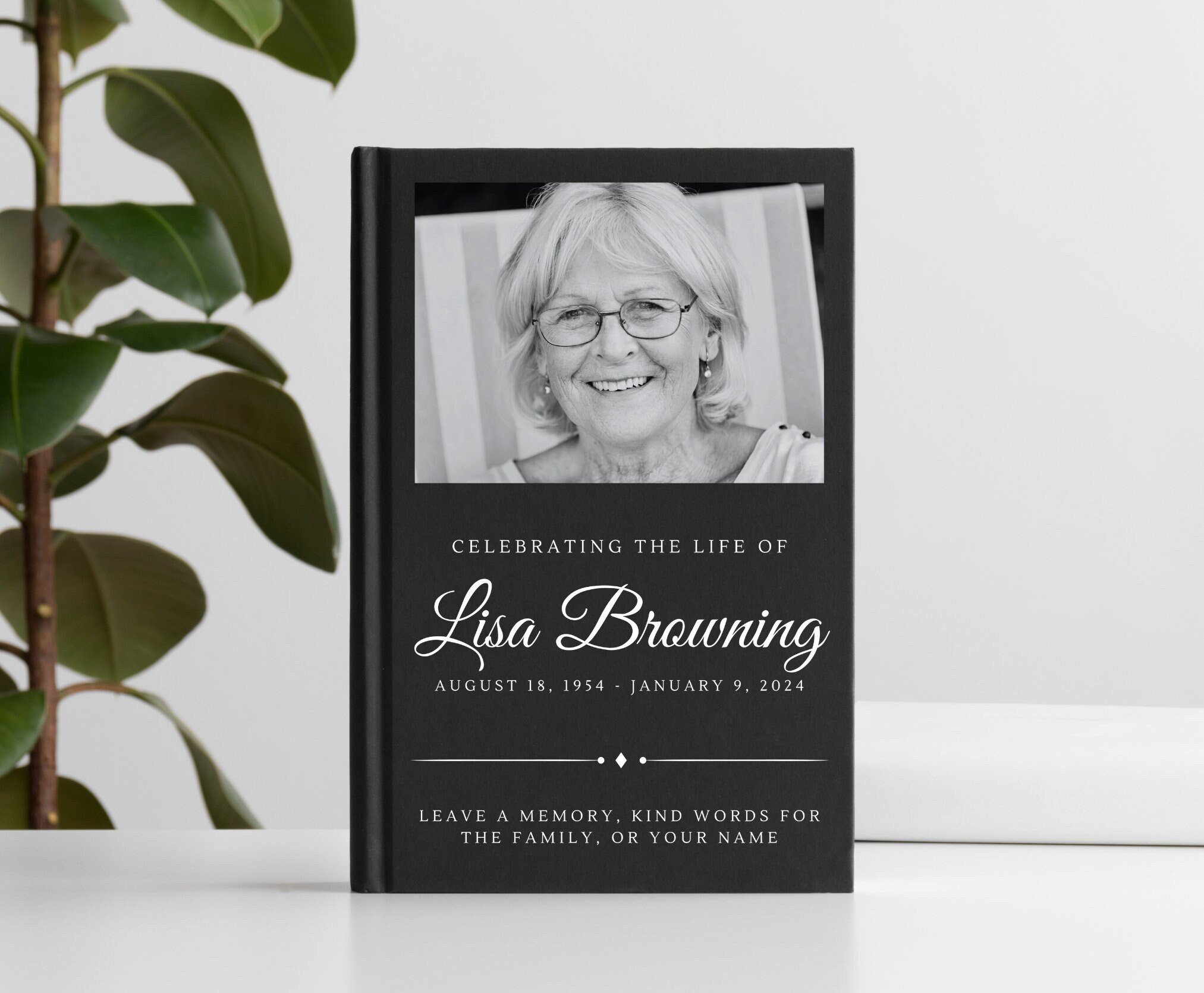 Custom Memorial Book, Custom Funeral Guest Book With Photo, Celebration ...