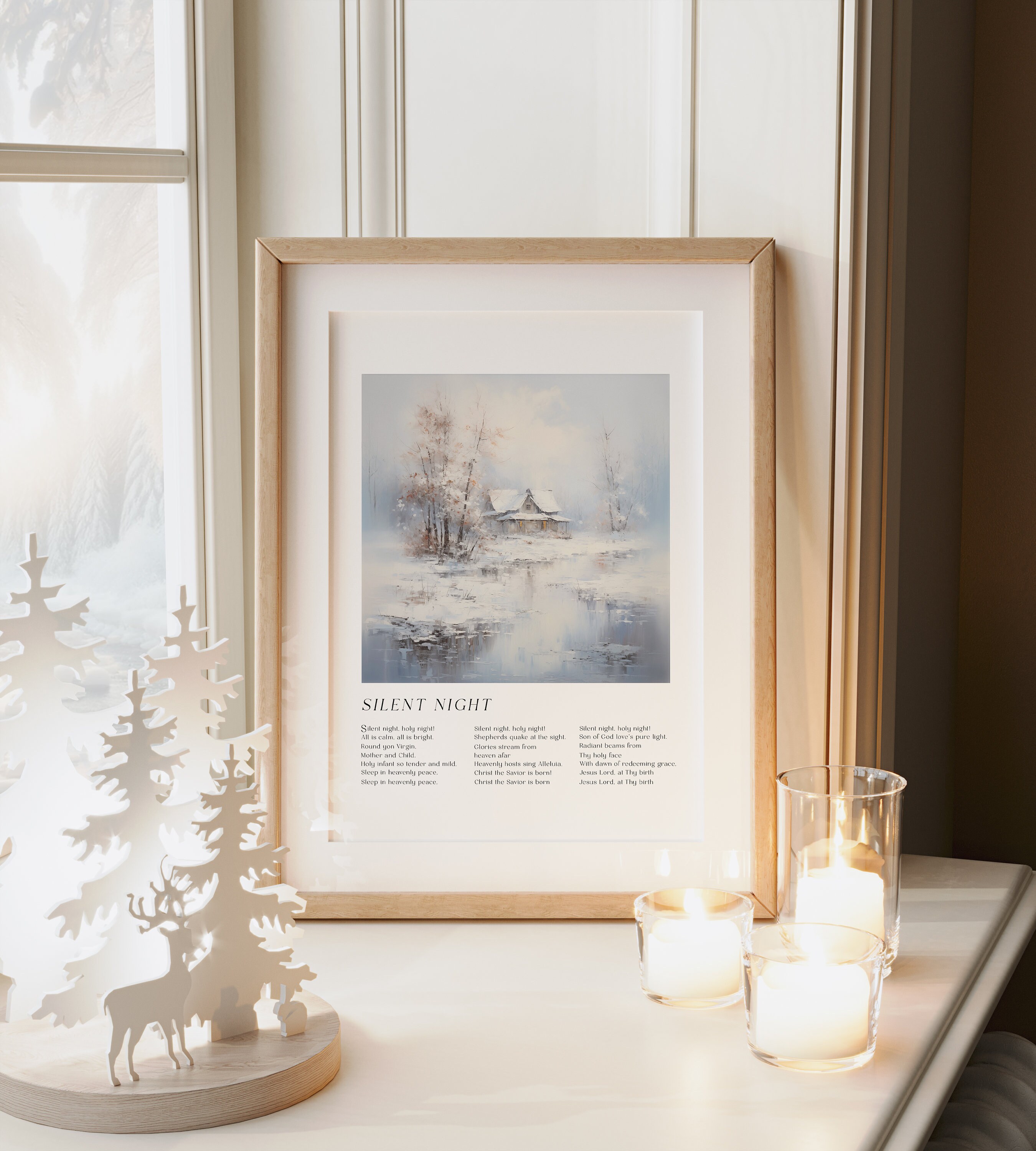 Silent Night Printable, Christmas Poster, Digital Download, Christian ...