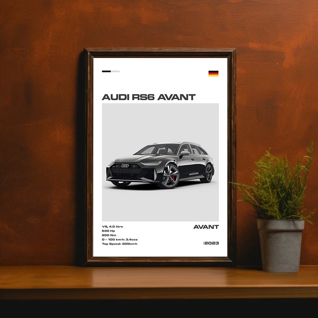 Audi Rs6 Avant Poster, Mid Century Modern Car Poster, Retro Minimalist ...