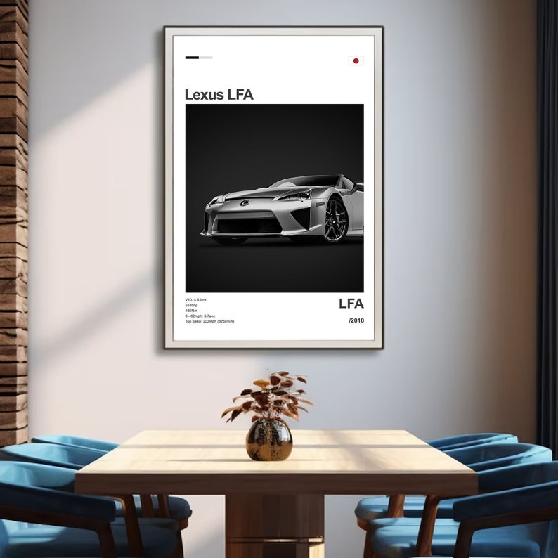 Lexus LFA Poster Mid Century Modern Car Poster Retro - Etsy