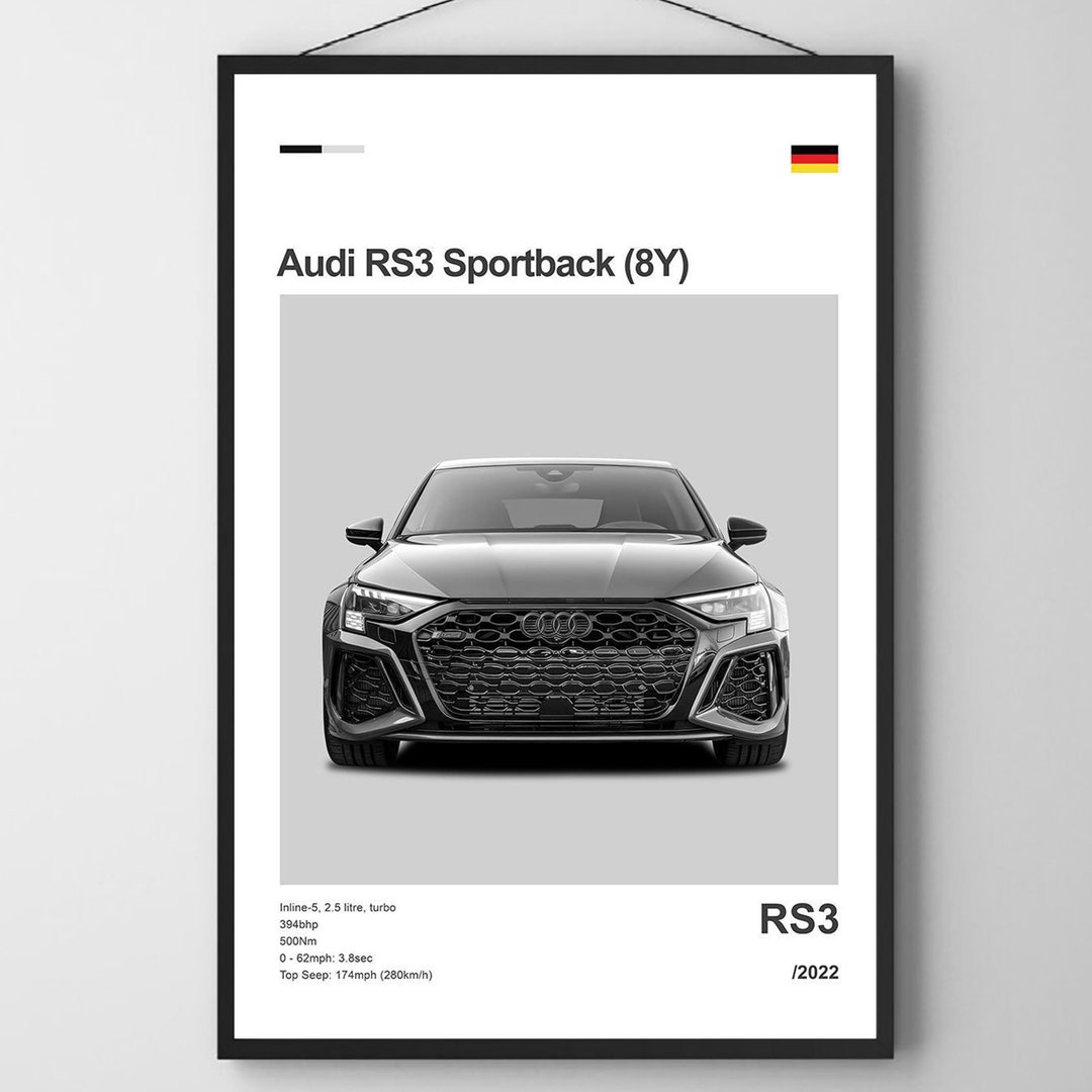 Audi RS3 Sportback 8Y Poster Mid Century Modern Car Poster - Etsy