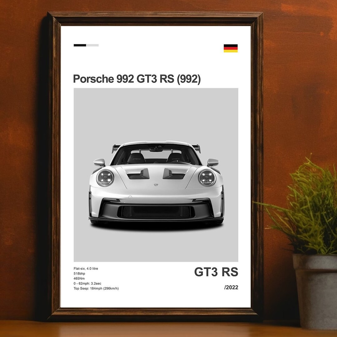 Porsche 992 GT3 RS Poster Mid Century Modern Car Poster - Etsy