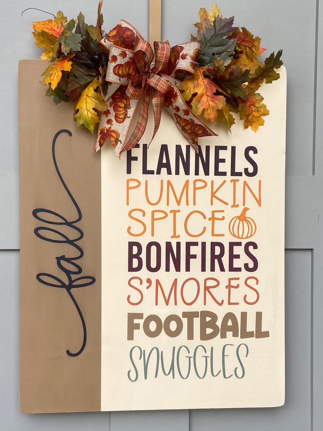 Fall Favorites Handcrafted Door Sign, Flannels, Pumpkin Spice, Bonfires ...