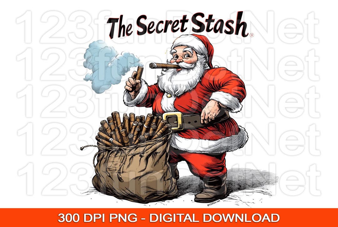 Retro Vintage Santa Claus "secret Stash" Cigar Lover Merry Christmas ...