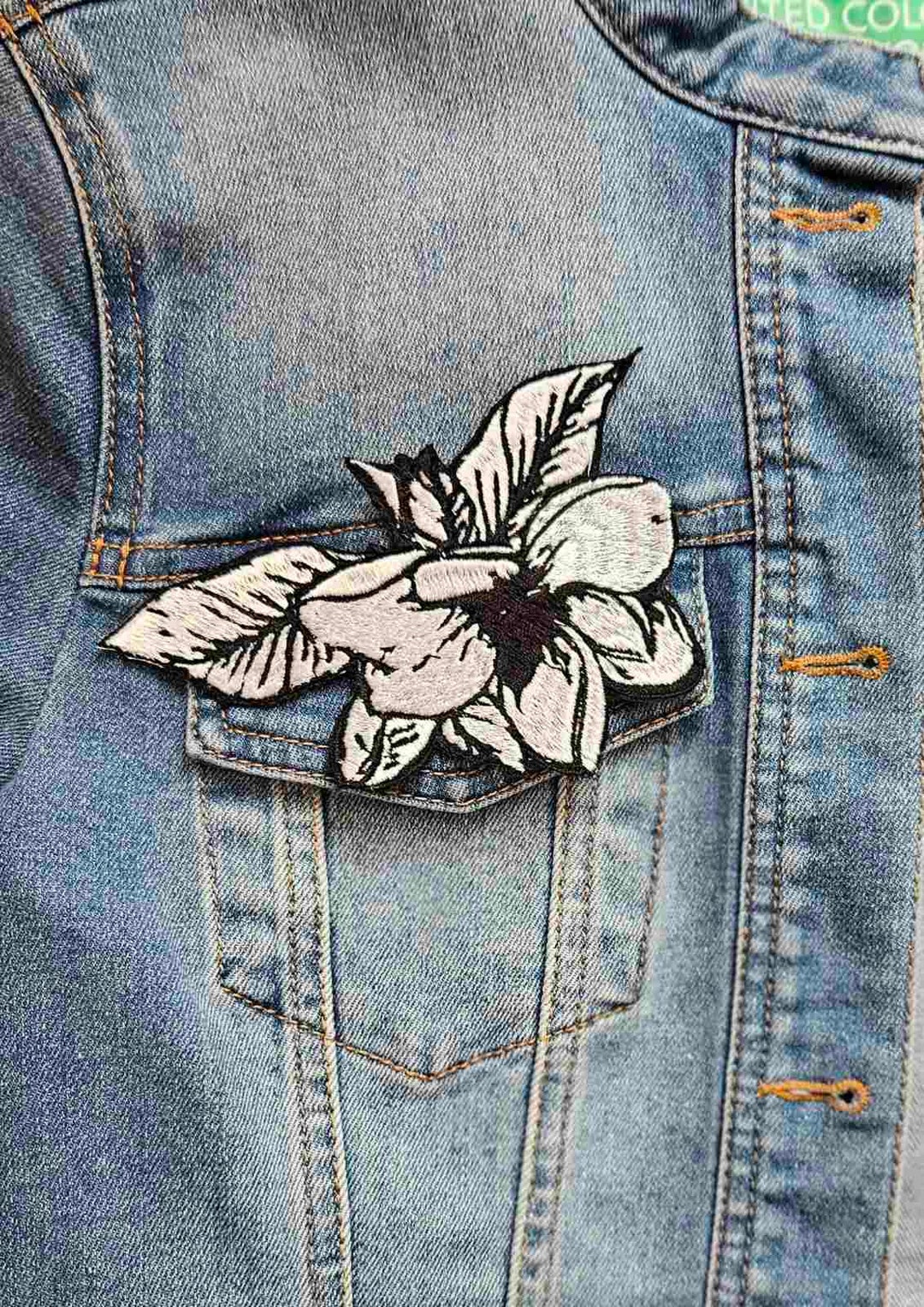 Magnolia Flower Gothic Style Patch Iron On - Etsy