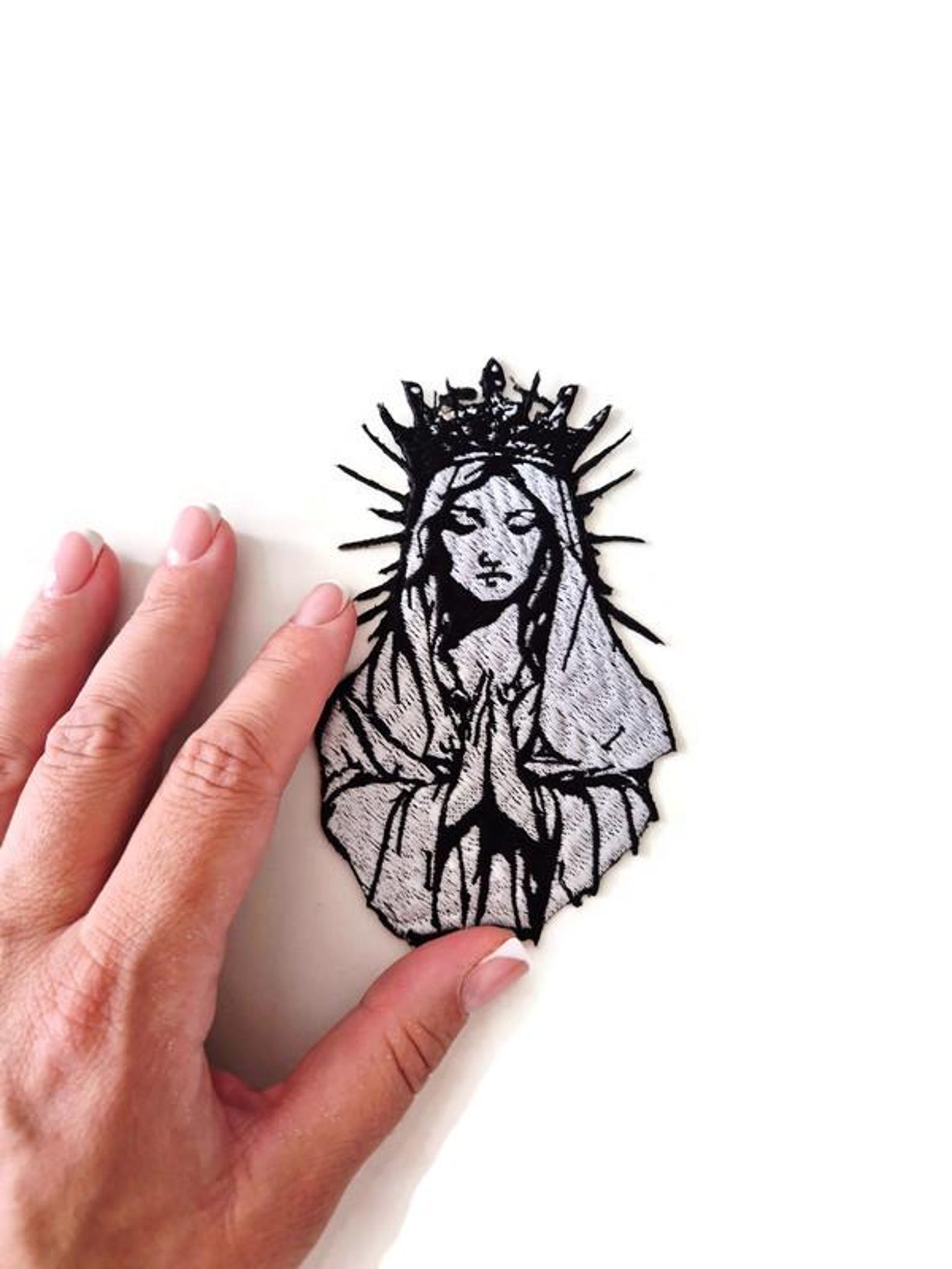 Embroidered Virgin Mary Patch, Iron-on Applique, 8x13cm, Sacred ...