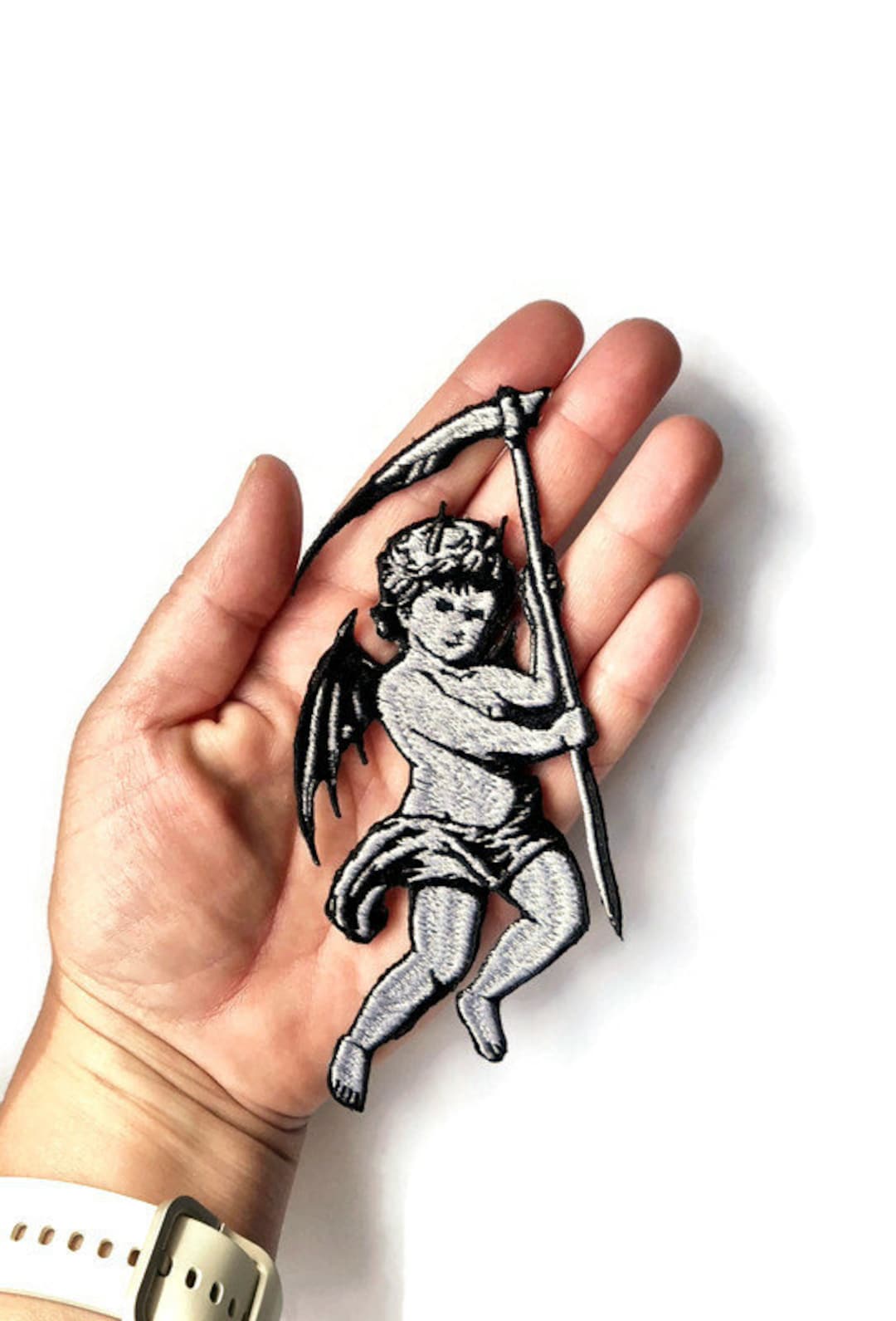 Angel With Scythe Embroidered Patch, Iron Oh - Etsy