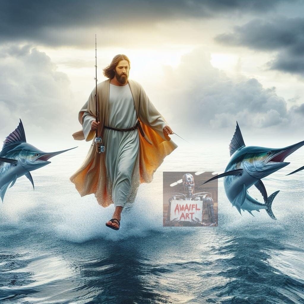 Jesus Christ in Sports 15 Walking on Water With Sharks - Etsy