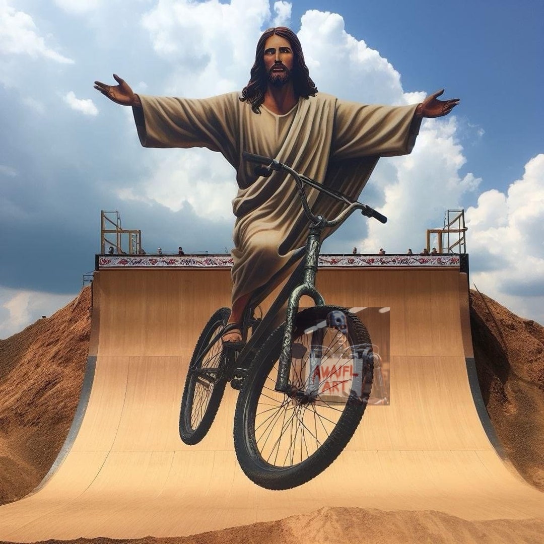 Jesus Christ in Sports 29 on a Bike at X-games Poster - Etsy