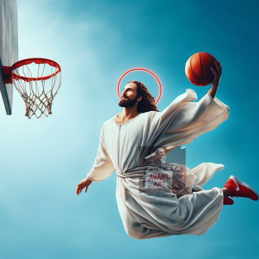 Jesus Christ in Sports 11 Basketballing, Slamdunking, Poster, Canvas ...