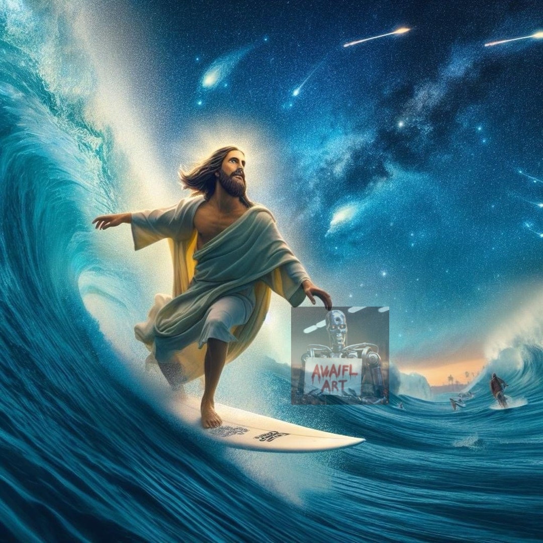 Jesus Christ Surfing 07 Religious Poster, Canvas, Framed, Wrap - Etsy