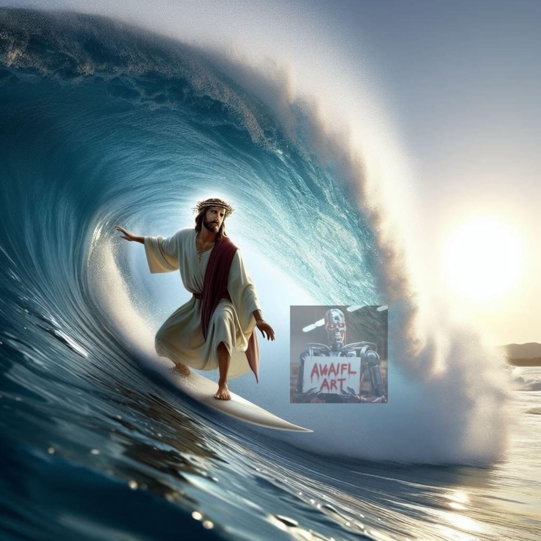 Jesus Christ Surfing 09 Religious Poster, Canvas, Framed, Wrap - Etsy