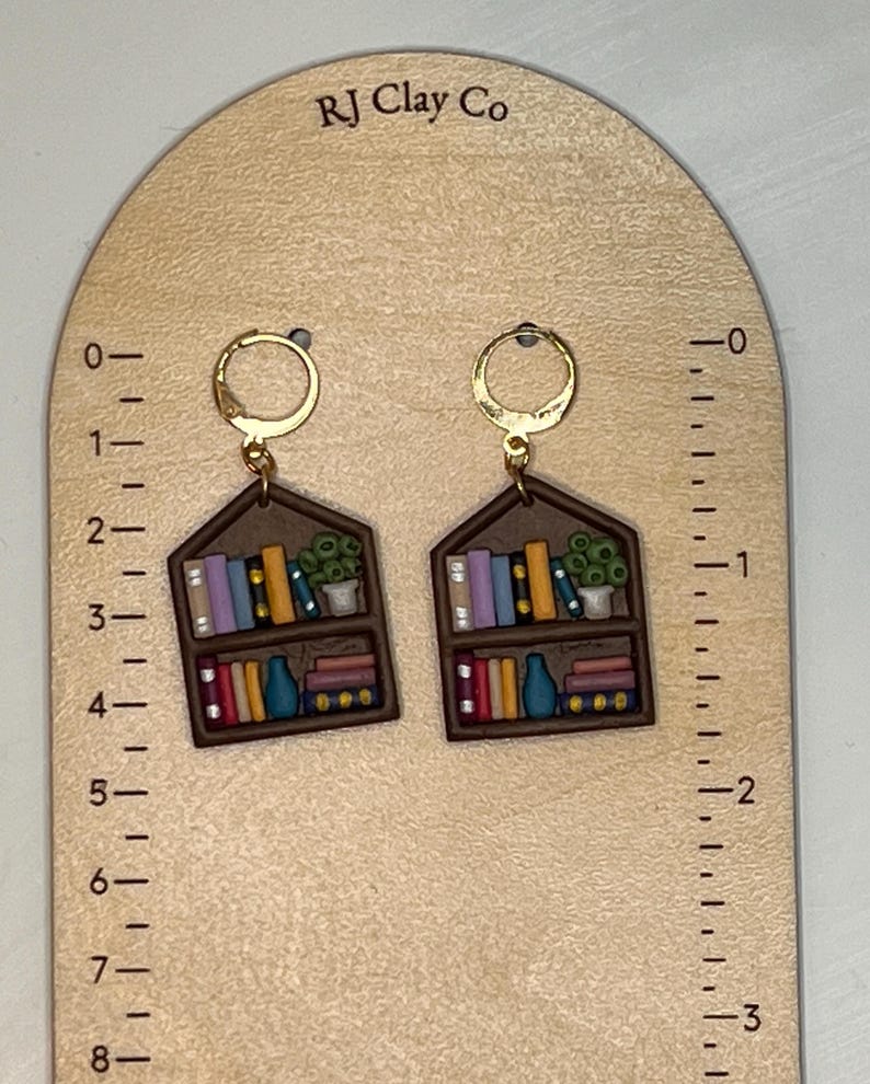 Take a Shelfie Bookshelf Polymer Clay Earrings - Etsy
