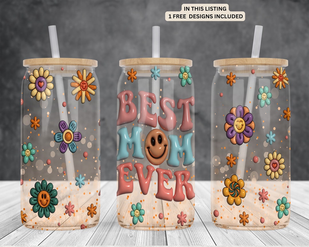 Best Mom Ever 16oz 3D Inflated Glass Can Sublimation Puff Bubble ...
