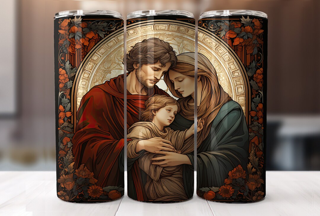 Holy Family-jesus-mary-joseph Religious Tumbler Wrap-straight Pattern ...