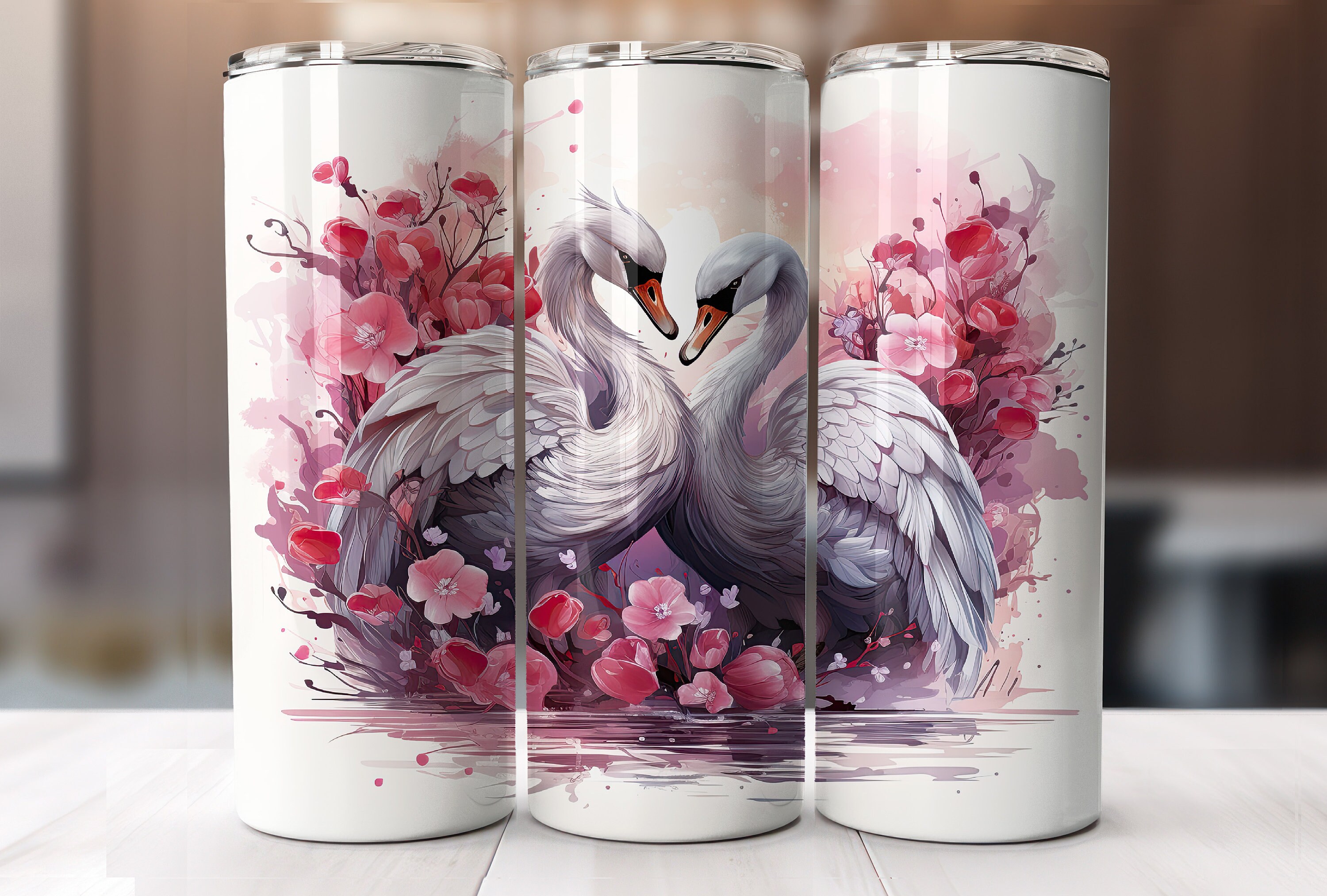 Swans-birds 20oz Skinny Tumbler Wrap Png-straight & Tapered - Etsy