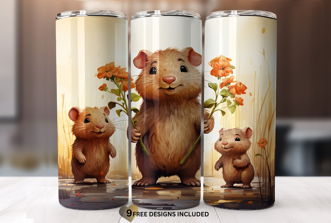 Cute Capybara Tumbler Sublimation Wrap Png-straight & Tapered Pattern ...