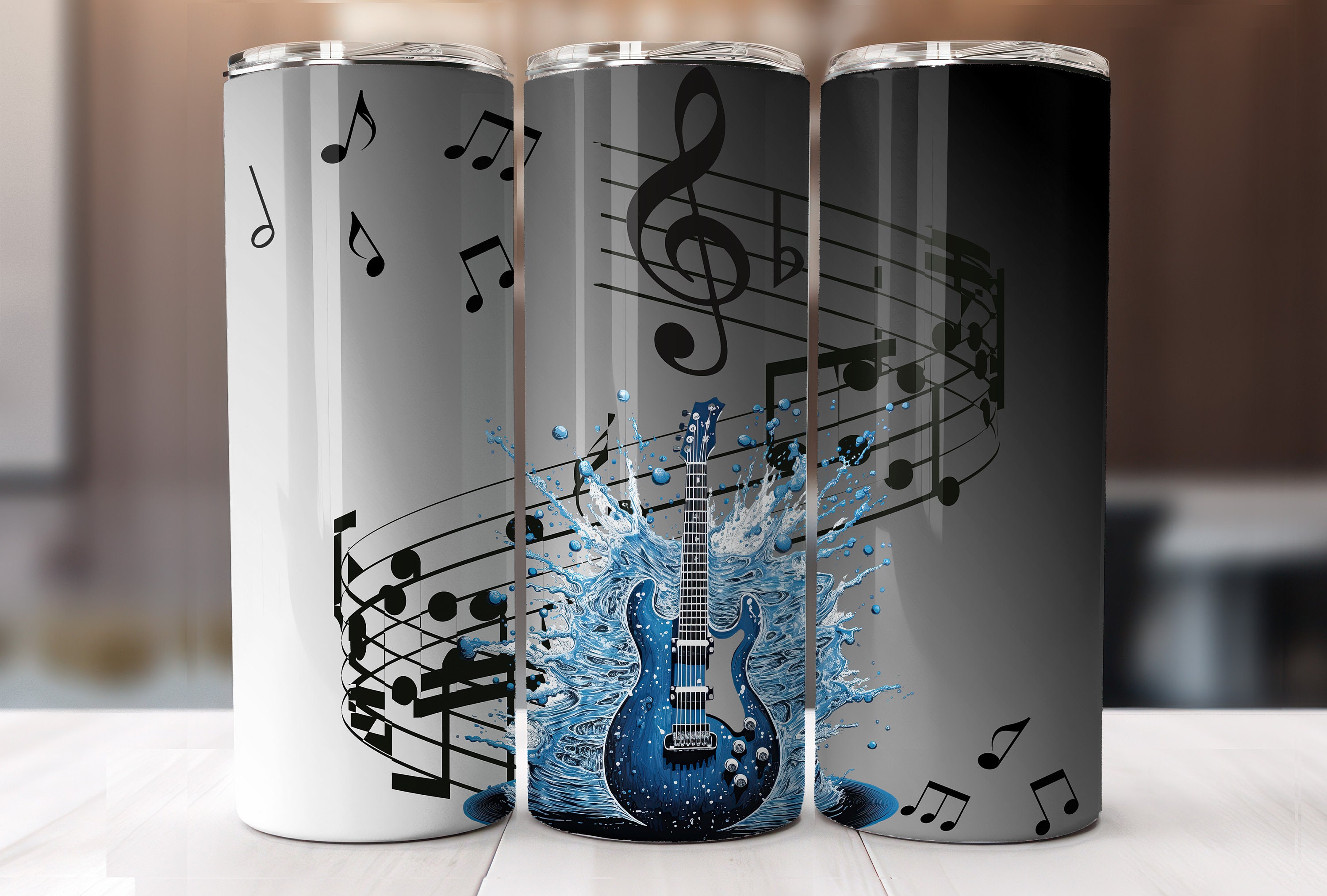 Blue Guitar Tumbler Sublimation Wrap, Straight Pattern & Tapered, 20 Oz ...