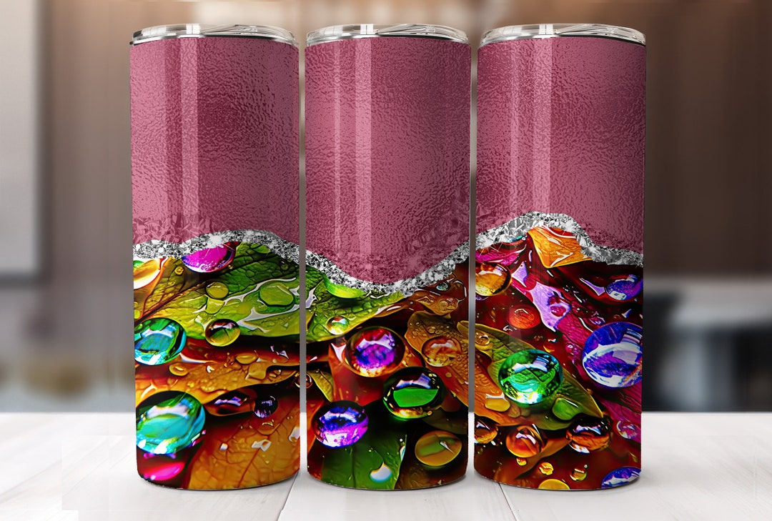 Colorful Water Drops Seamless Tumblers Wrap-20oz Skinny Tumbler ...