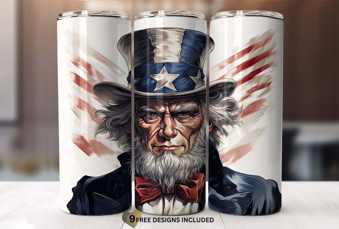 Patriot Uncle Sam American Flag Independence Day 20oz Skinny Tumbler ...