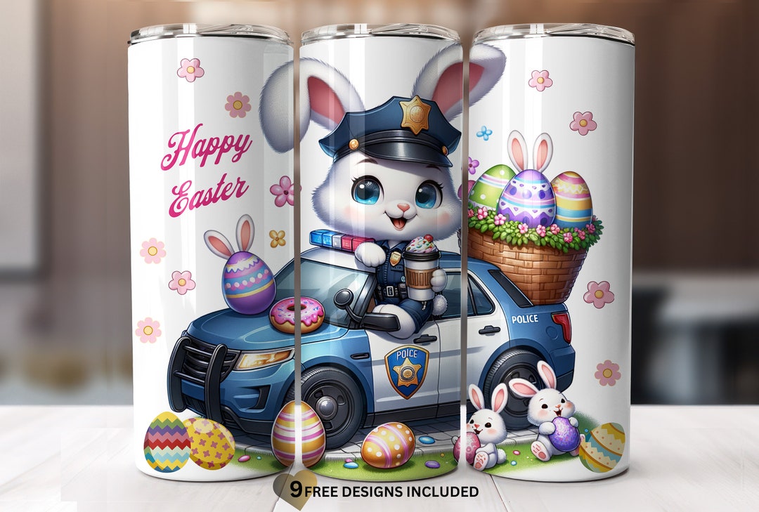 Easter Bunny Police Officer Tumbler Sublimation Wrap Straight Tapered ...