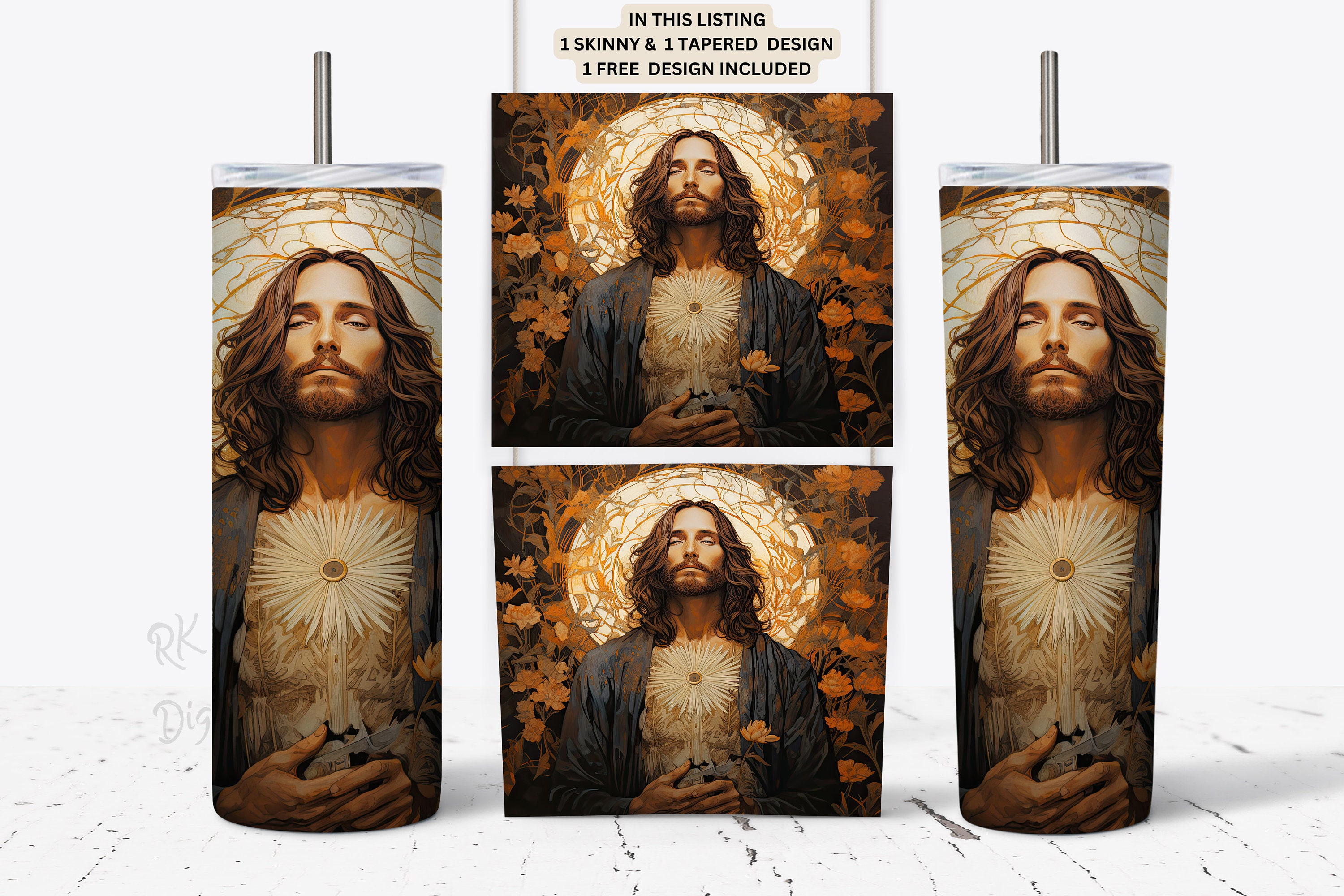 Jesus Christ Religious Tumbler Sublimation Wrap Png-straight Pattern ...