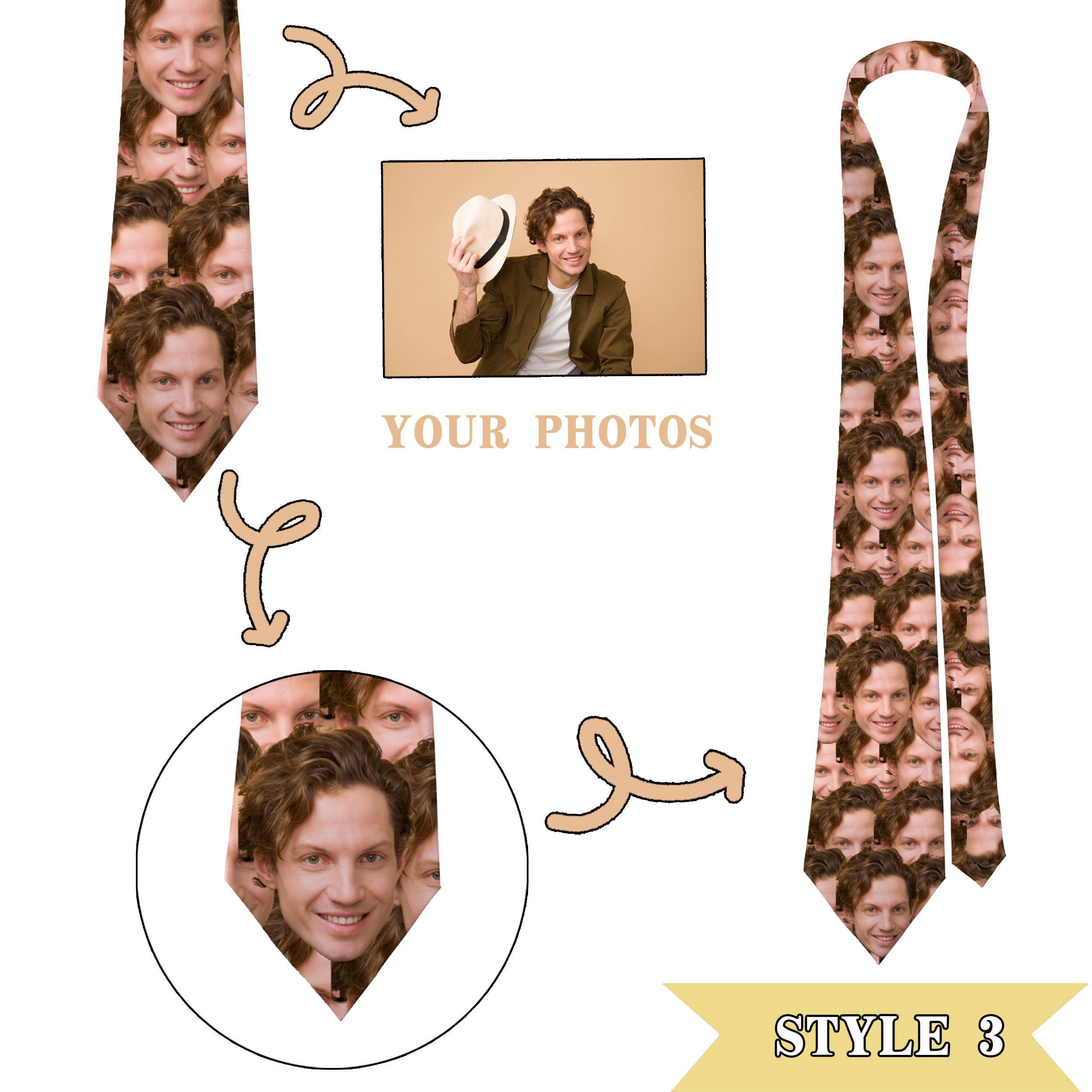 Custom Face Ties, Custom Photo Ties, Personalized Ties, Fathers Gift ...