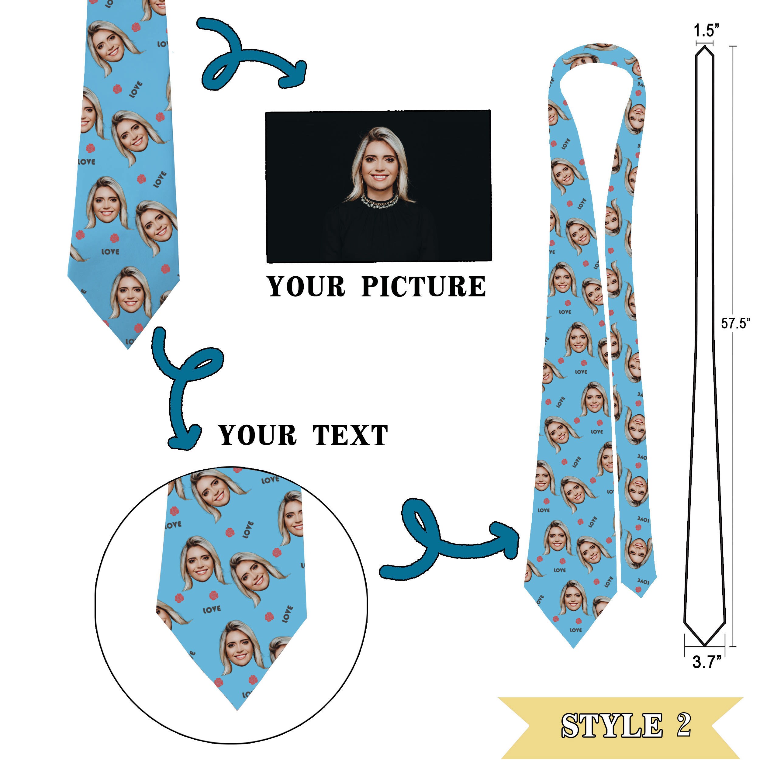 Custom Face Ties, Custom Photo Ties, Personalized Ties, Fathers Gift ...